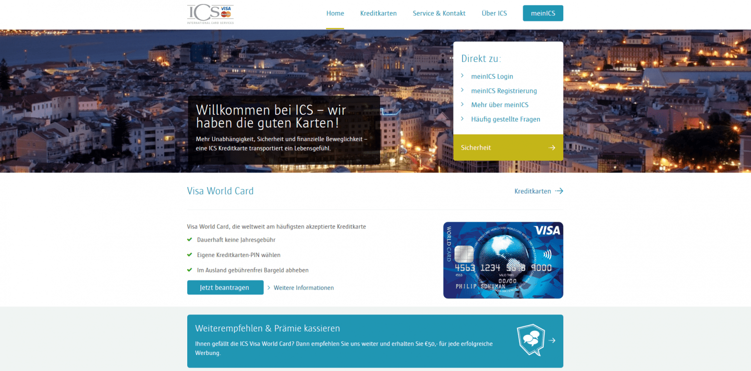 ICS Visa World Card Kreditkarte » Test, Erfahrungen & Prämie 01/2026